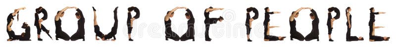 Group of Black Dressed People Forming the Letters Stock Photo - Image ...