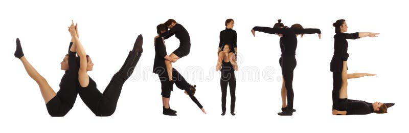Black Dressed People Forming Word WRITE Stock Photo - Image of body ...