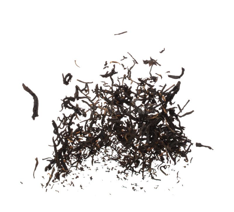 Black Dried Leave Tea Explode. Small Fine Size Tea Leaf Flying ...