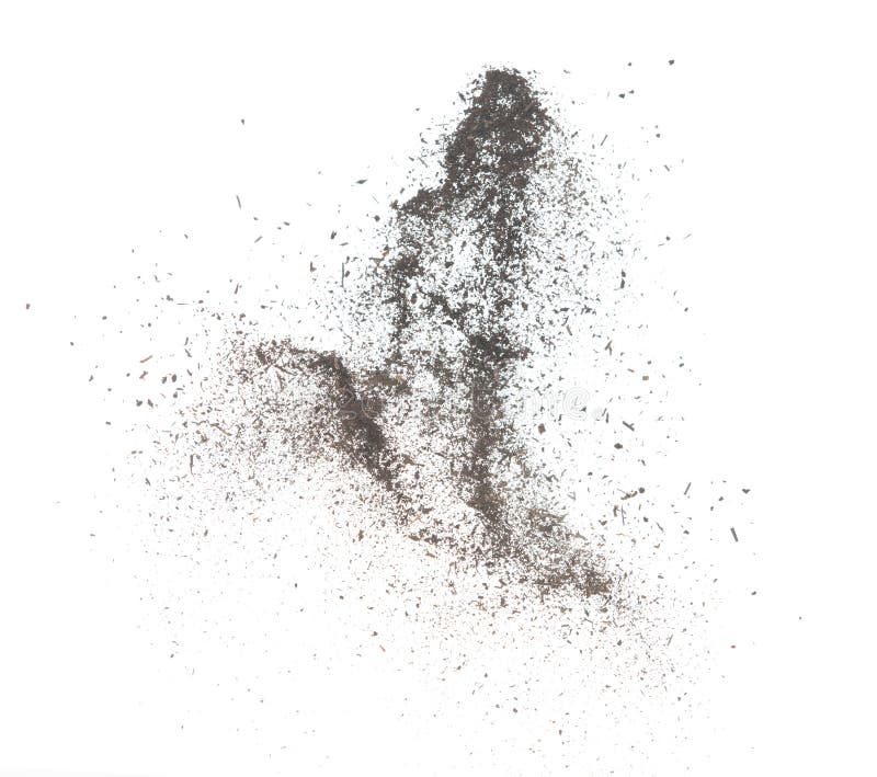 Black Dried Leave Tea Explode. Small Fine Size Tea Leaf Flying ...