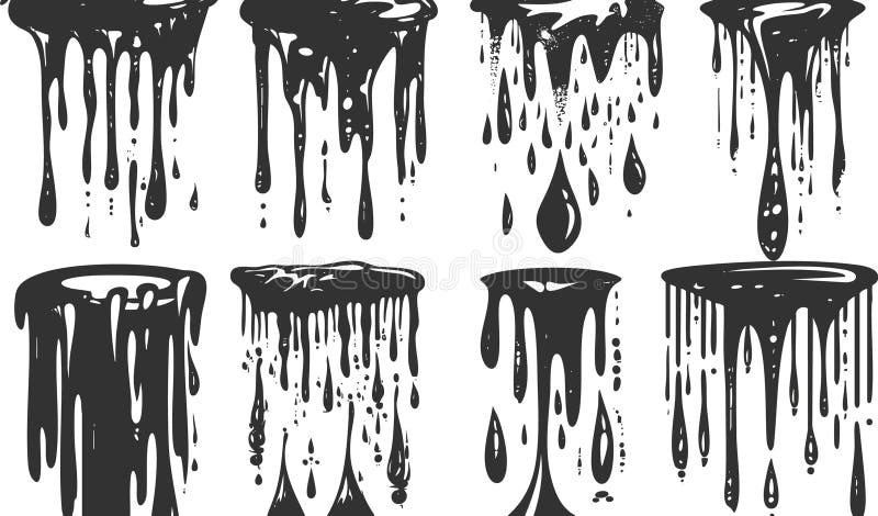 Black Dripping Paint Illustrations on a White Background for Creative ...
