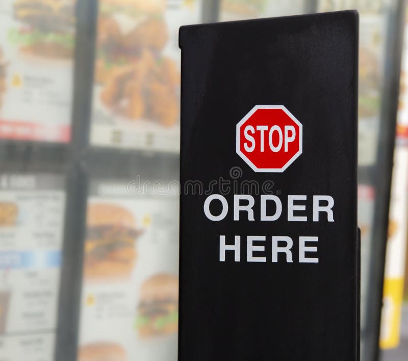 Black Drive Order Box Fast Food Restaurant Menu Background Stock Photos ...