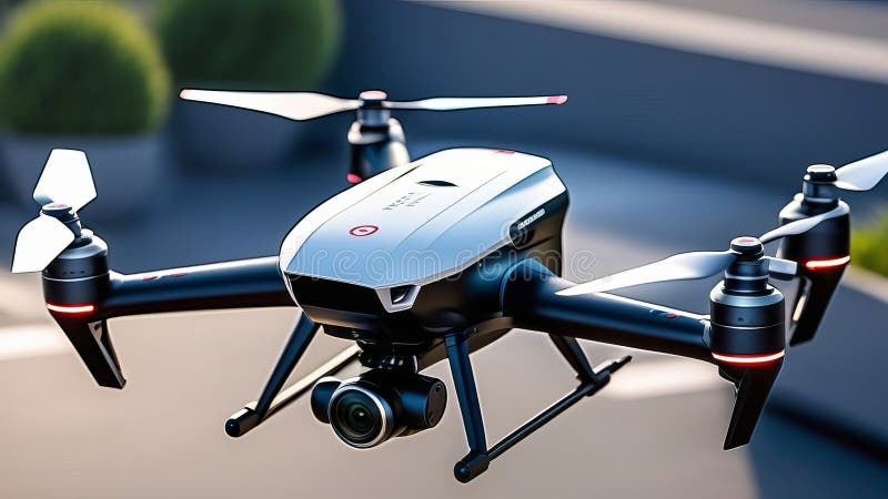 A Black Drone in Observation Positions in Flight Stock Image - Image of ...