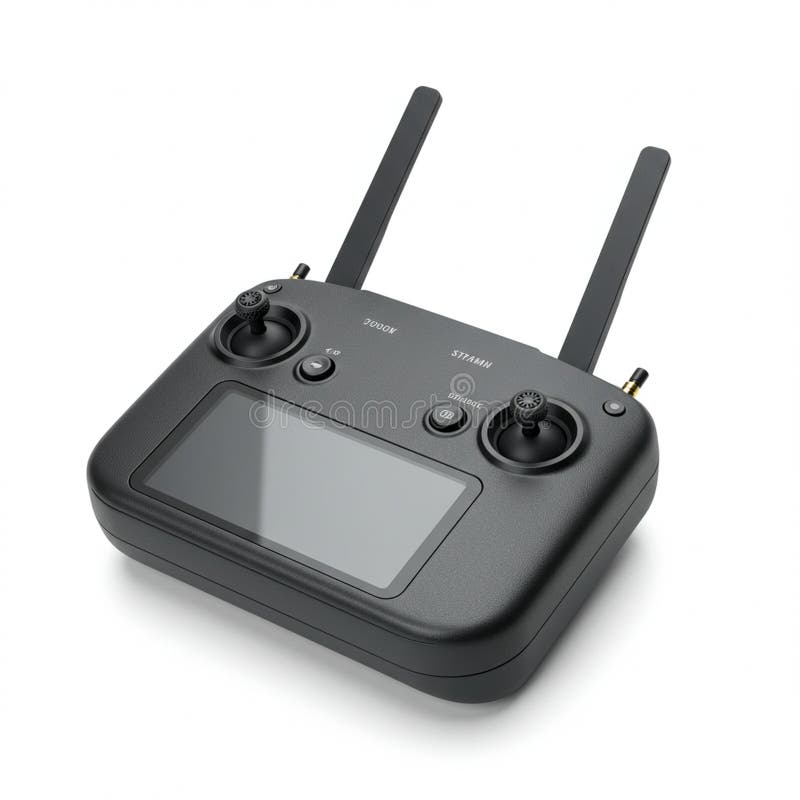 Black Drone Remote Controller with Dual Antennas on Top and a Large Touchscreen Stock ...