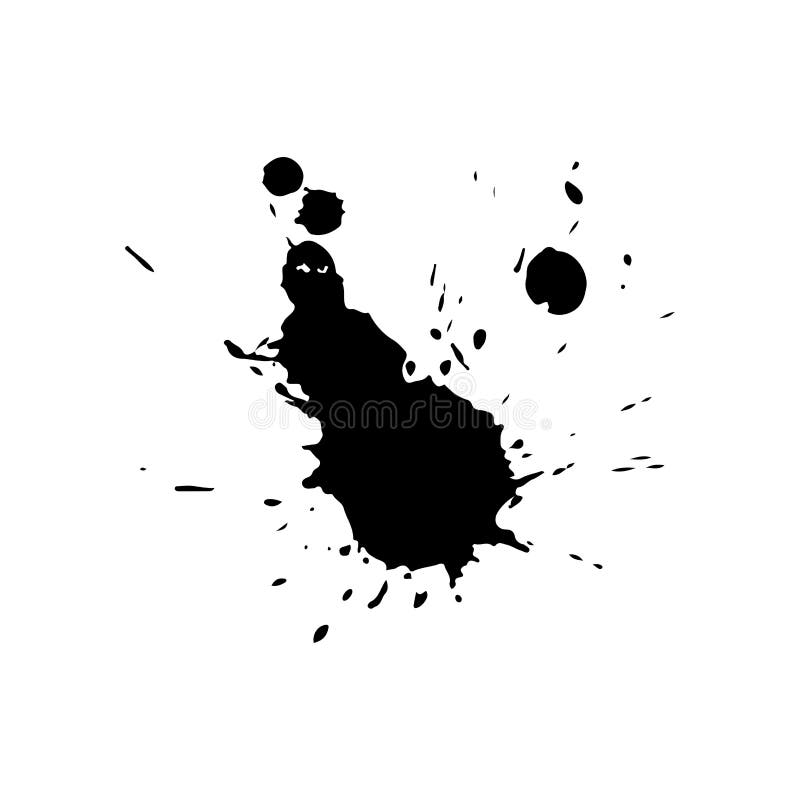 Black Drop Isolated on White Background. Grunge Splash Texture. Vector ...