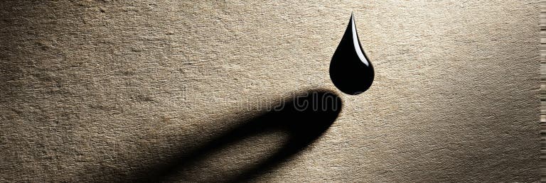 Black Droplet Creates Dollar Sign Shadow on Textured Paper Backdrop in ...