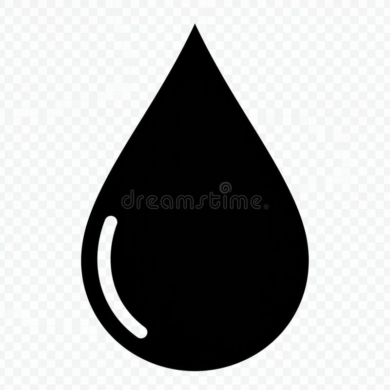 Black Droplet Icon on a Transparent Background Stock Illustration ...