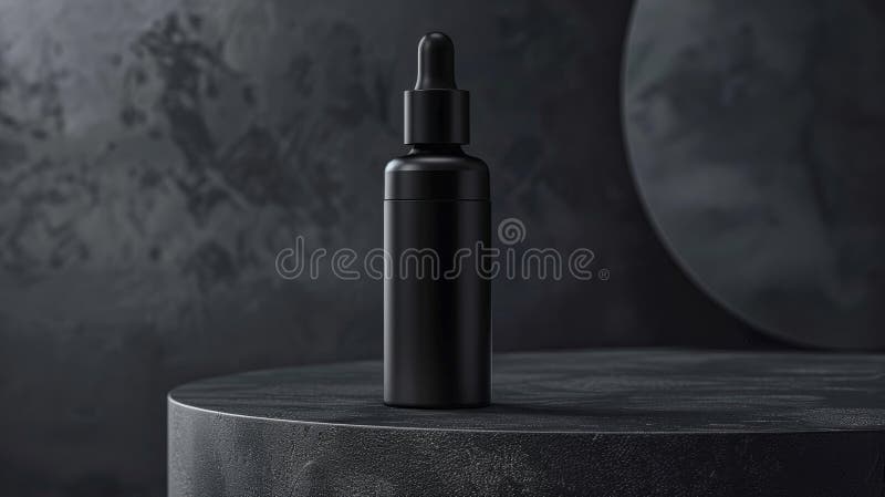 Black Dropper Bottle on Textured Surface Stock Image - Image of texture ...