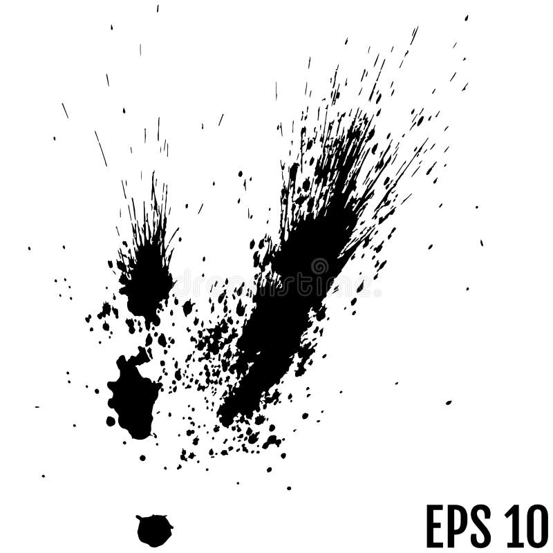 Black Drops of Paint and Stains, Ink Blots. Vector Ink Texture. Stock ...