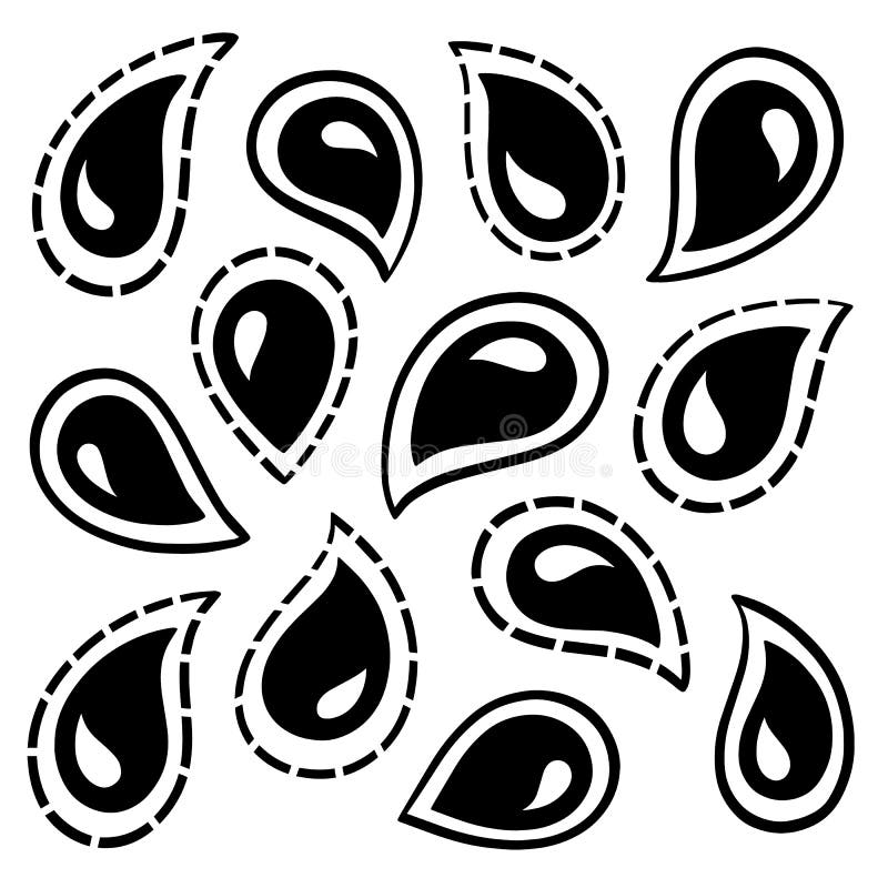 Black Drops with Outline and Highlights Stock Vector - Illustration of ...