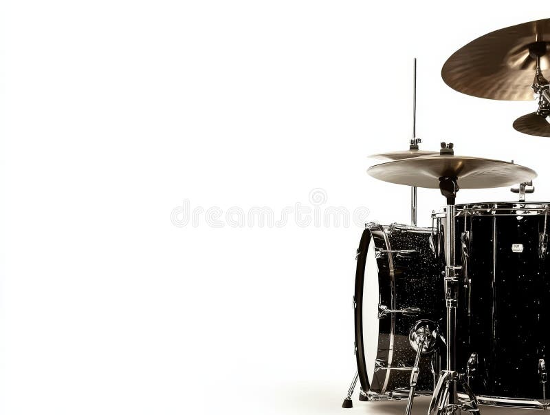 Black Drum Kit Side Profile, White Background Stock Illustration ...