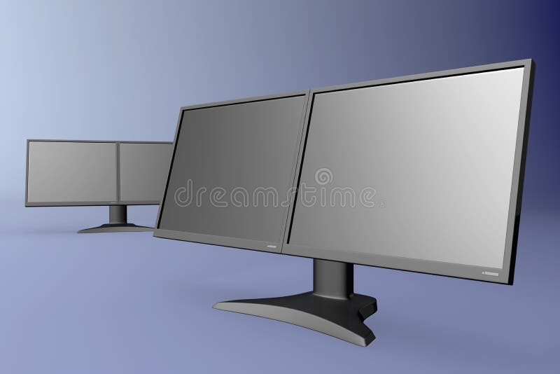 Black dual display monitor stock illustration. Illustration of modern ...