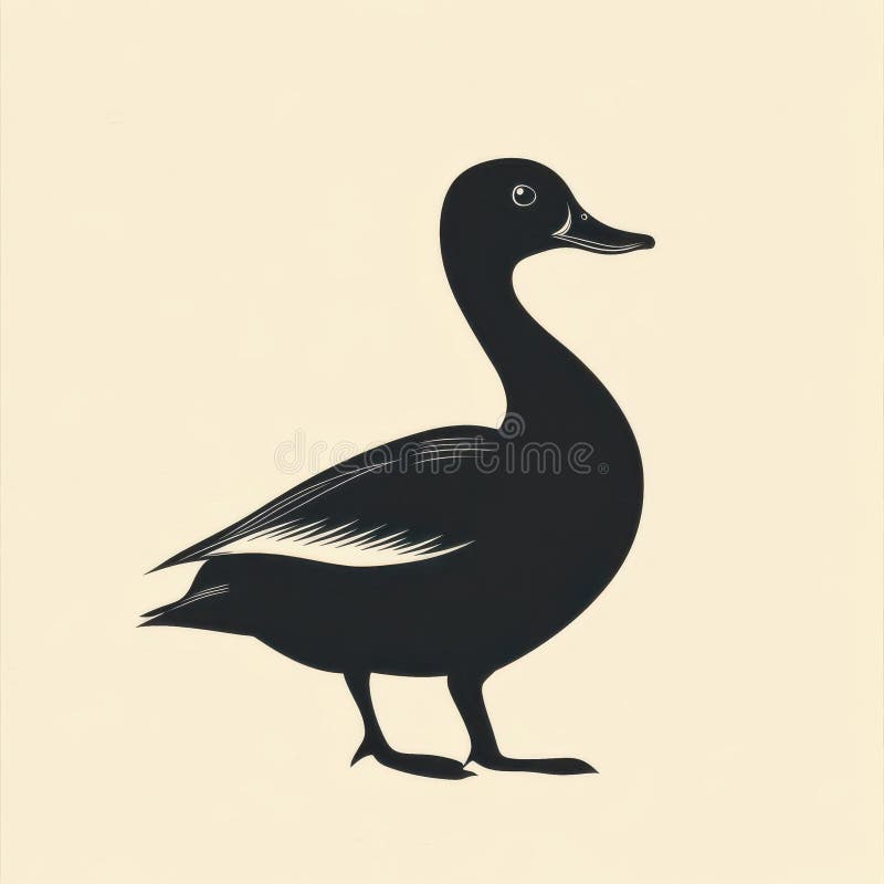Black Duck Silhouette Elegant Bird Artwork Minimalist Design Stock ...