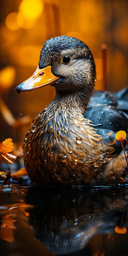 A Black Duck on the Water Generative AI Stock Illustration ...