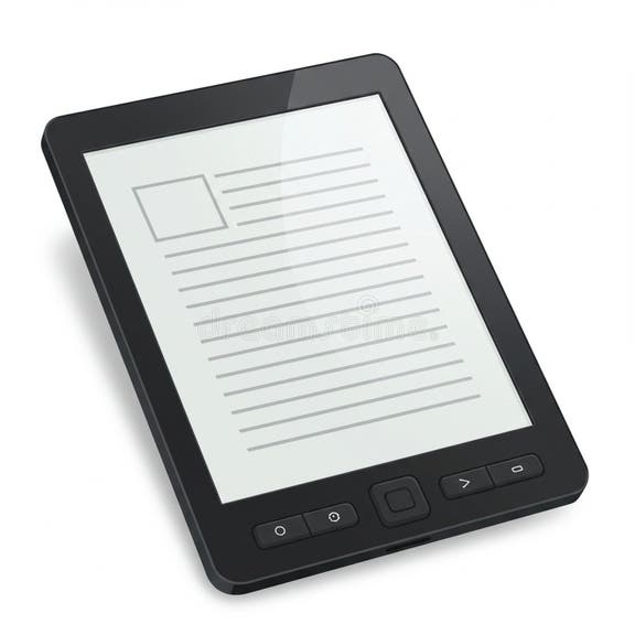 Black E-reader Device with a Touchscreen Display, Showing a Simplified ...