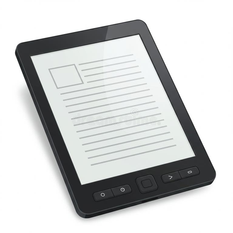 Black E-reader Device with a Touchscreen Display, Showing a Simplified ...
