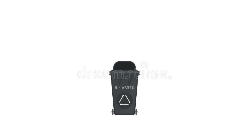E-waste Bin with Recycling Symbol on White Background Stock Footage ...