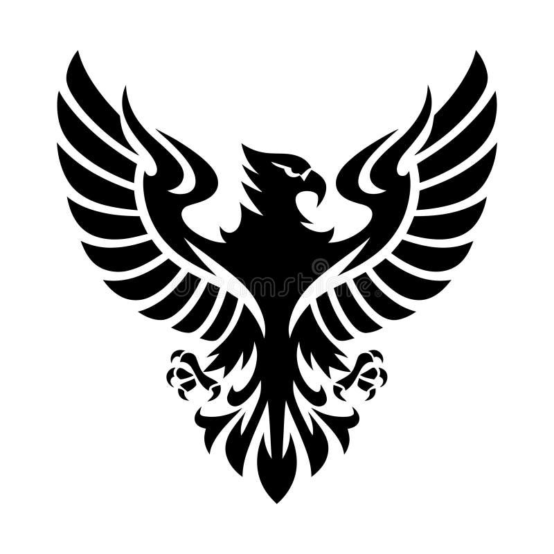 Black Eagle Crest Logo – Bold Symmetrical Winged Bird Silhouette Emblem ...