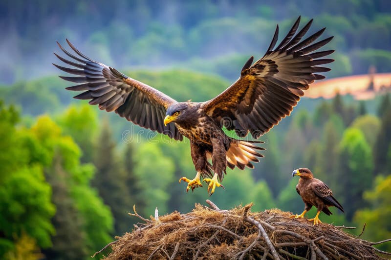 Black Eagle Fledgling Ejection Observing Aggressive Parental Behavior ...