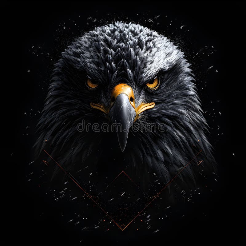 Black Eagle Head. a Close Up of a Eagle on a Black Background Stock ...