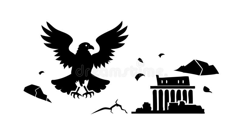 Black Eagle Over Historic Landmark Icon, Vector Design Generative AI ...