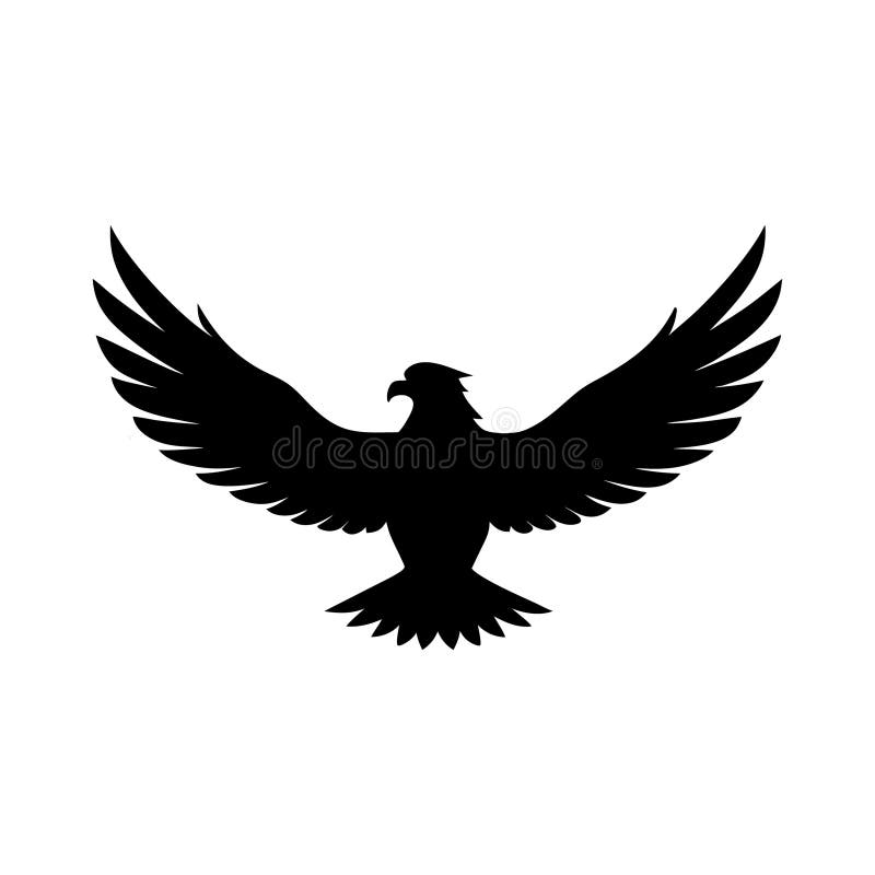 A Black Eagle Silhouette in Flight, Wings Spread, a Vector Art ...