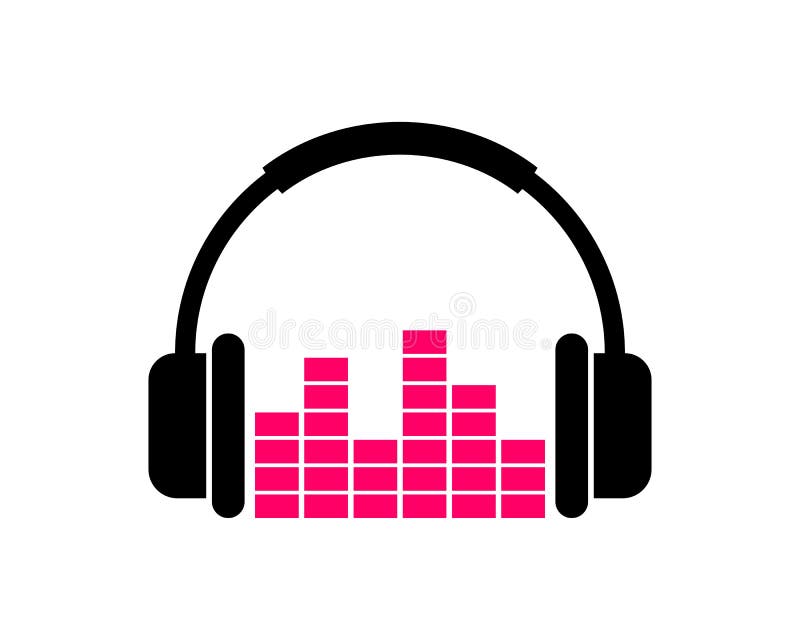Black Earphone with Pink Sound Wave Stock Vector - Illustration of ...