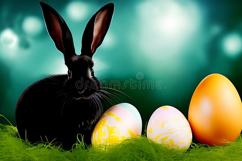 A Black Easter Bunny - Easter Eggs - Illustration, Digital Art Style ...