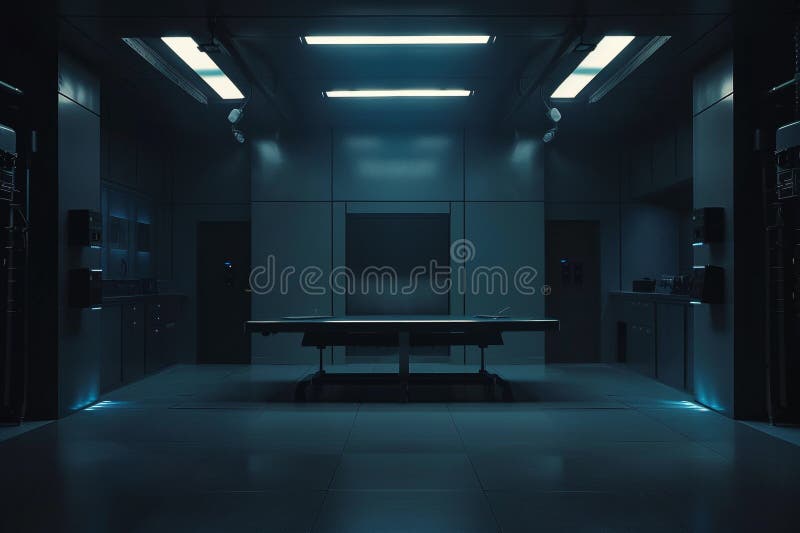Black Edition Scifi Lab Empty Dark with Wall Lights Futuristic Shadow ...
