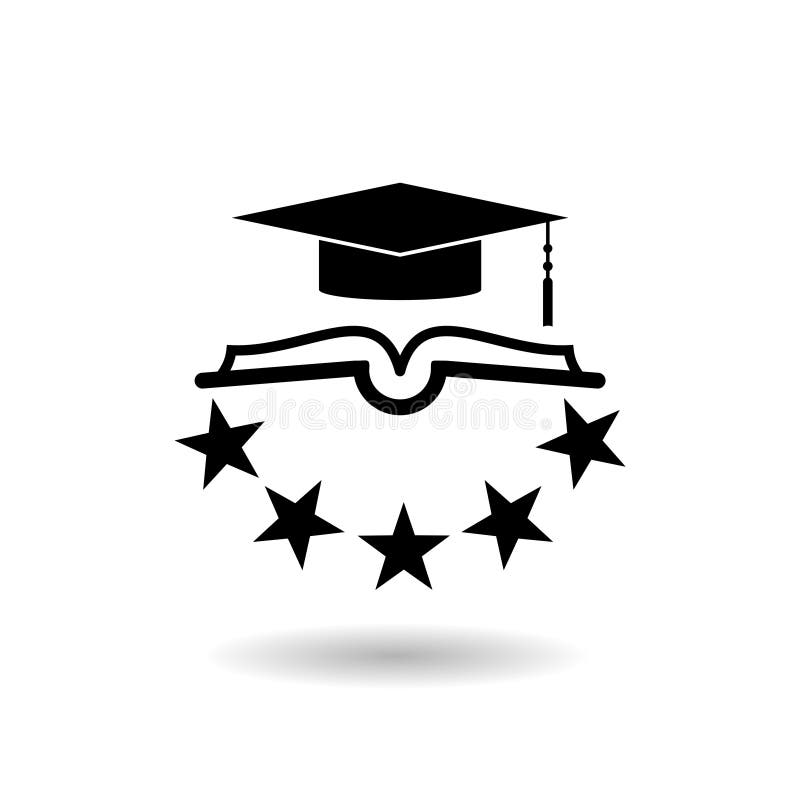 Black Education Logo Icon with Shadow Stock Vector - Illustration of ...