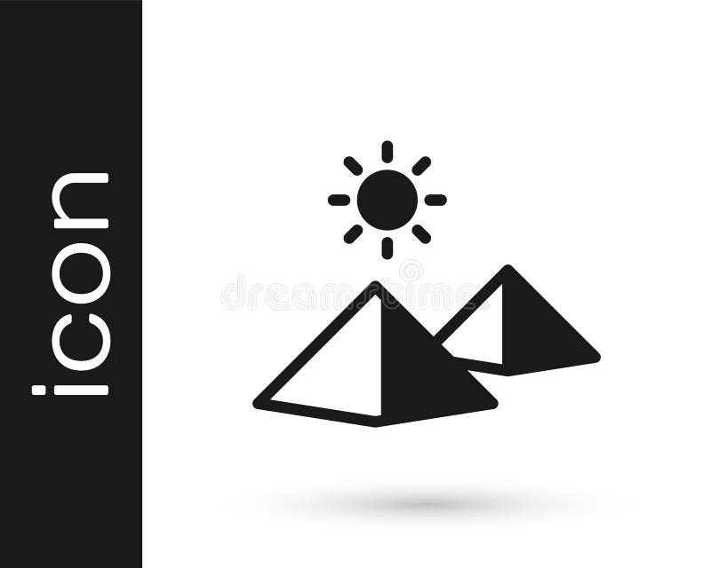 Black Egypt Pyramids Icon Isolated on White Background. Symbol of ...