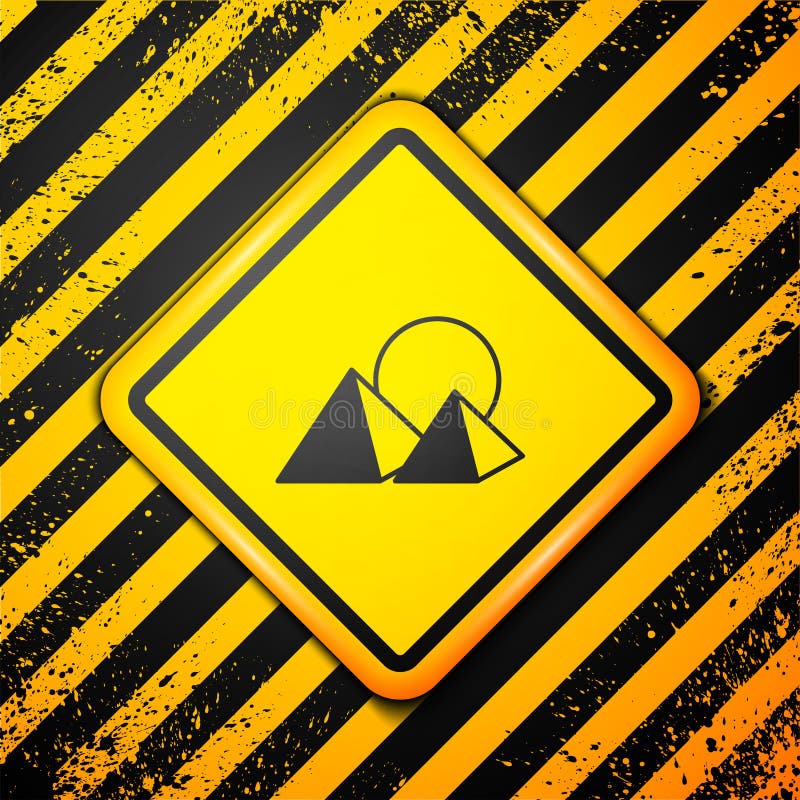 Black Egypt Pyramids Icon Isolated on Yellow Background. Symbol of ...