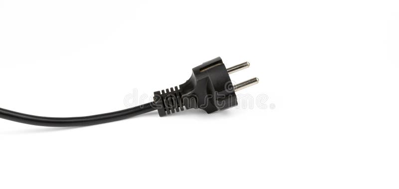 Black Electric Cable with a European Plug. Stock Image - Image of tool ...
