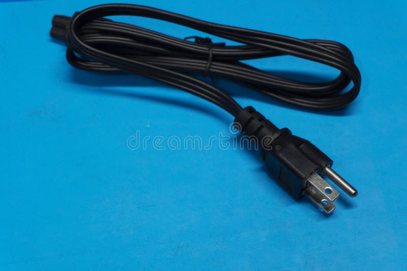 Black Electric Cable Isolated on White Plug Cord Power Device. Stock ...