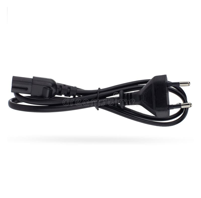 Black Electric Cable with Plug. Isolated Electric Plug . Stock Image ...