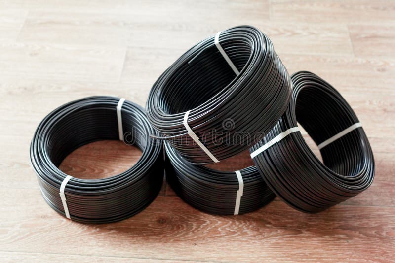Black electric cable stock image. Image of point, parallel - 72928341