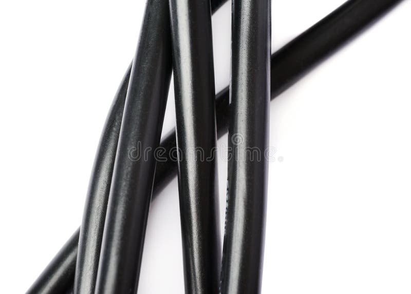Black Electric Computer Cable Isolated Over White Background Stock ...