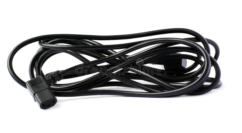 Black Electric Computer Cable Isolated Over White Background Stock ...