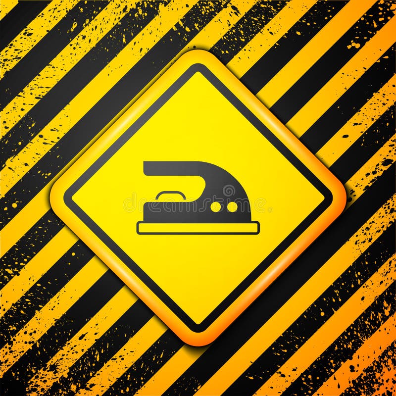 Black Electric Iron Icon Isolated on Yellow Background. Steam Iron ...