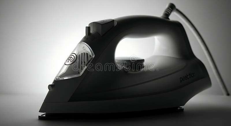 Black Electric Iron with Steady Handle and Steam Vent on Smooth Surface ...