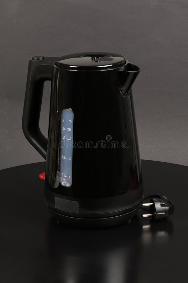 A Black Electric Kettle on a Black Background Stock Illustration ...