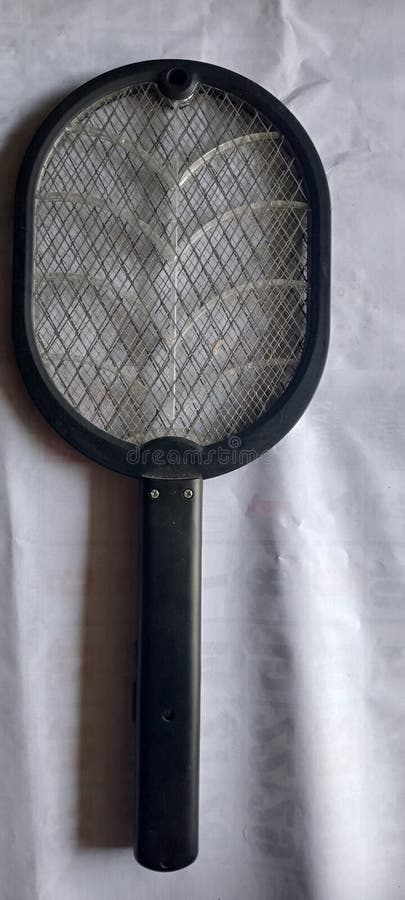 A Black Electric Mosquito Racket with an Oval -shaped Head. Stock Image ...