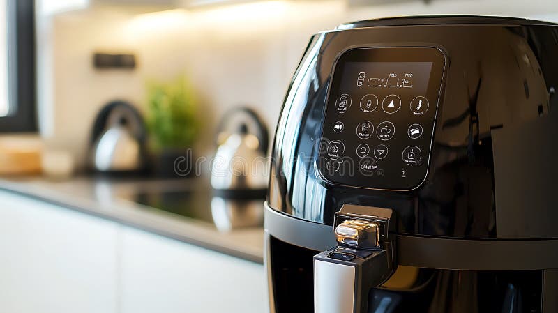 A Black Electric Oven with a Digital Screen on the Front Stock ...