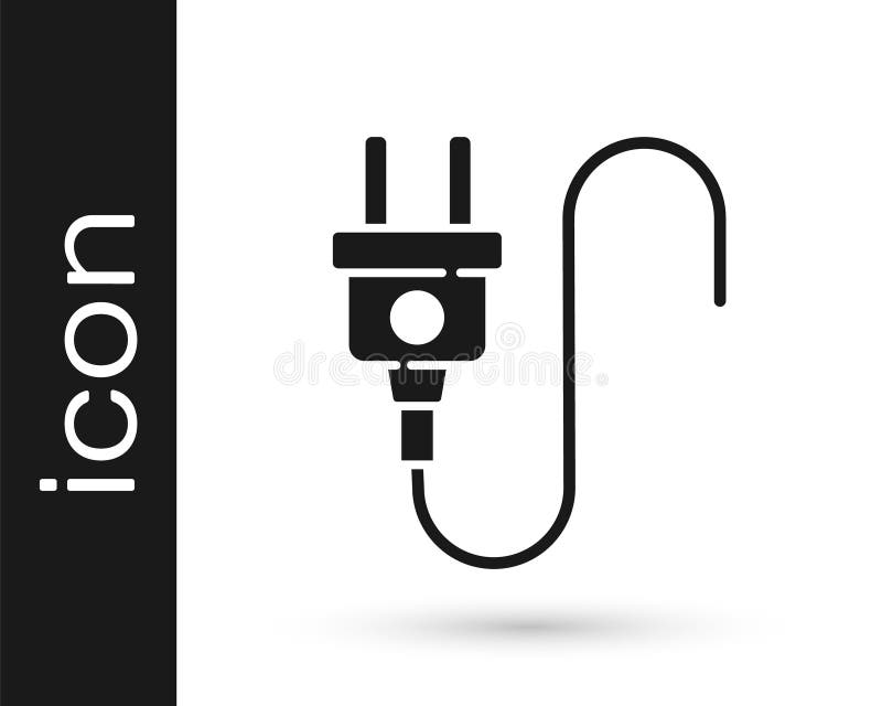 Black Electric Plug Icon Isolated on White Background. Concept of ...