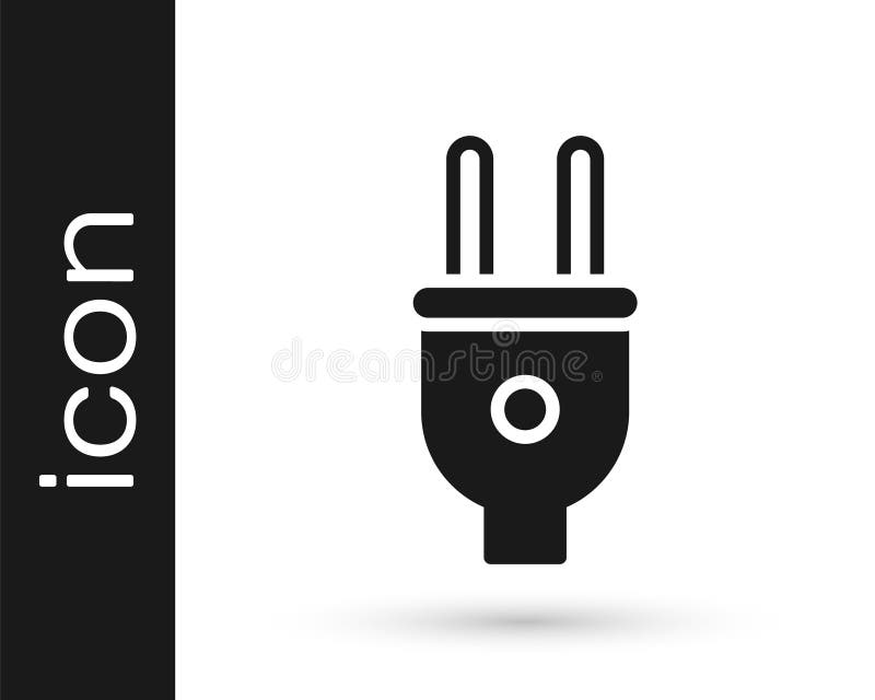 Black Electric Plug Icon Isolated on White Background. Concept of ...
