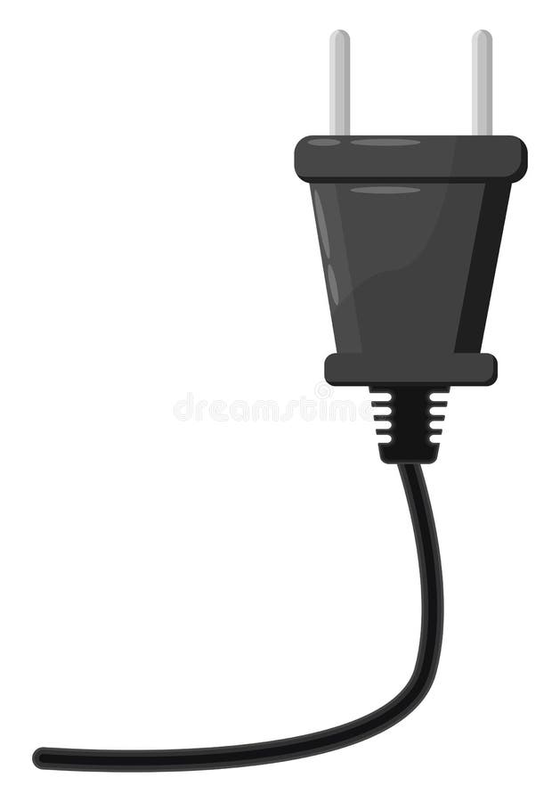 Black electric plug, icon stock vector. Illustration of line - 262388154