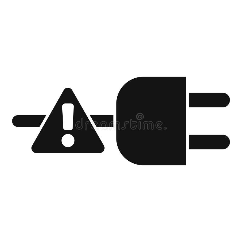 Black Electric Plug Showing Exclamation Point Warning Sign Stock ...