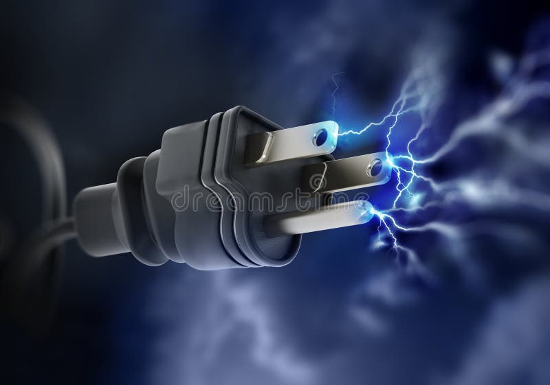 Black Electric Plug with Sparks. 3D Illustration Stock Illustration ...
