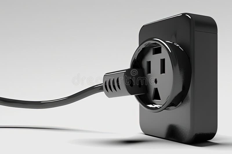 Black Electric Plug on White Background Generative Ai Stock ...