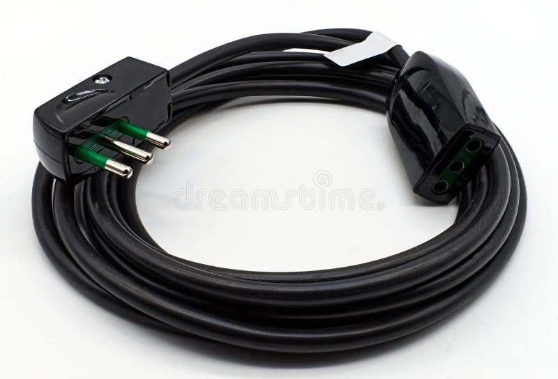 Black Electric Power Extension Cable on Display Isolated on White ...